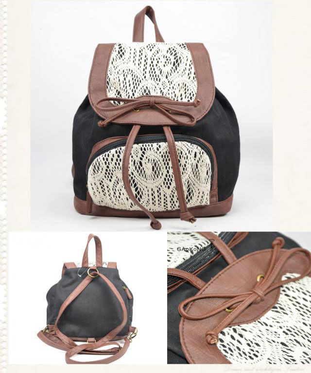 [grlhx120003]retro Cute Lace Bowknot Backpack Bag on Luulla