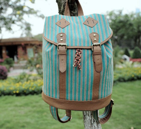 [grlhx120080]retro Green Grain Backpack Bag on Luulla