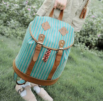 [grlhx120080]retro Green Grain Backpack Bag on Luulla
