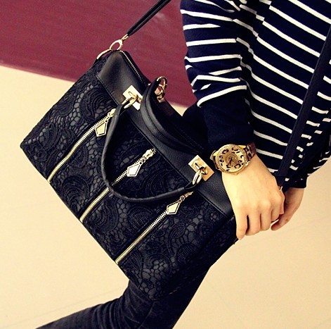 [grd03060]fashion Black Lace Handbag Shoulder Bag on Luulla