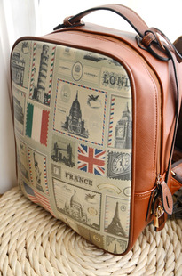 [grlhx120046]unique Flag And Famous Architecture Backpack Bag on Luulla